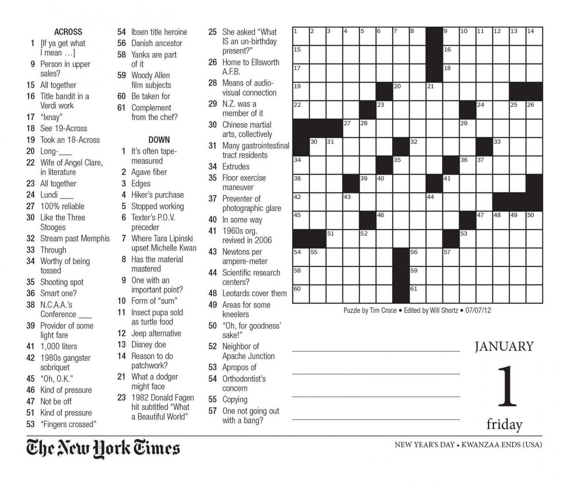 Large Print Crossword Puzzles Printable